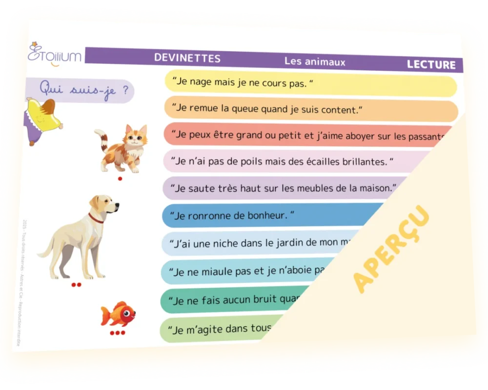 Devinettes : les animaux | Etoilium