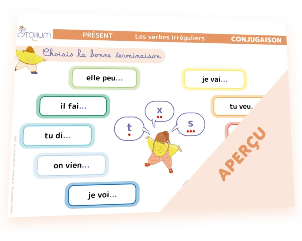 Le présent des verbes irréguliers | Etoilium