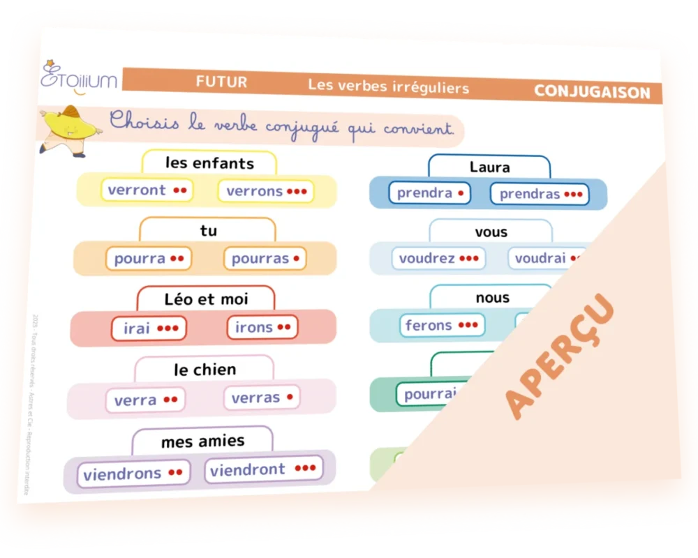 Le futur des verbes irréguliers | Etoilium