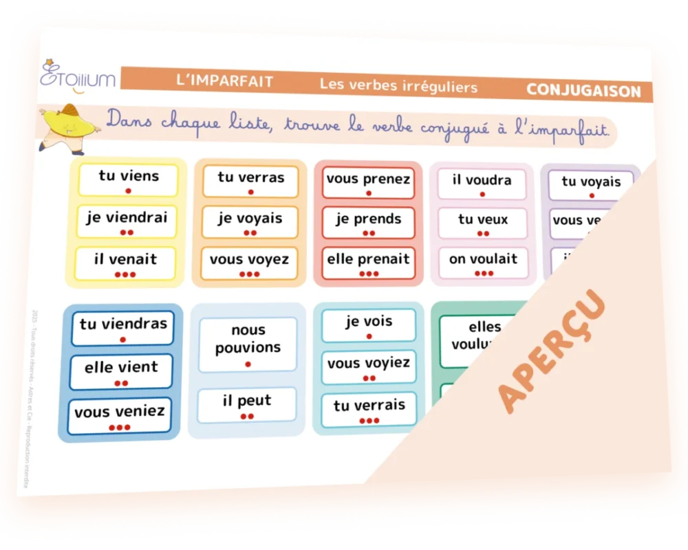 L'imparfait des verbes irréguliers | Etoilium