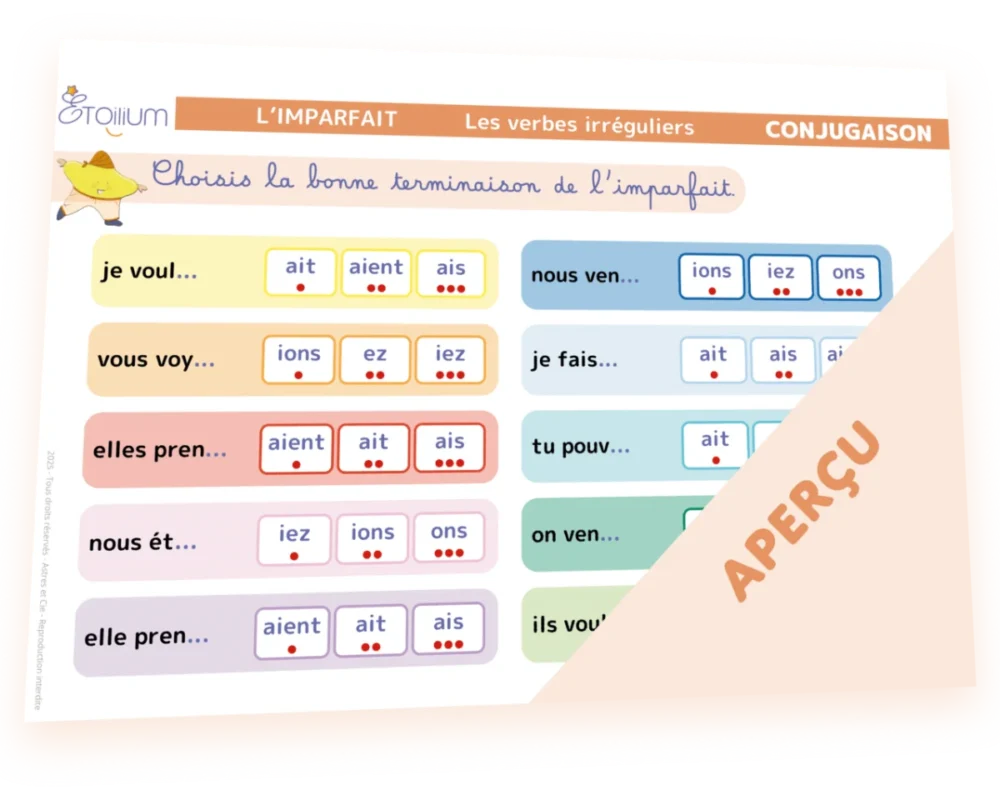 L'imparfait des verbes irréguliers | Etoilium